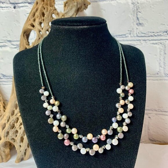 Lia Sophia | Jewelry | Lia Sophia 2 Strand Tricolor Faux Pearl Necklace ...
